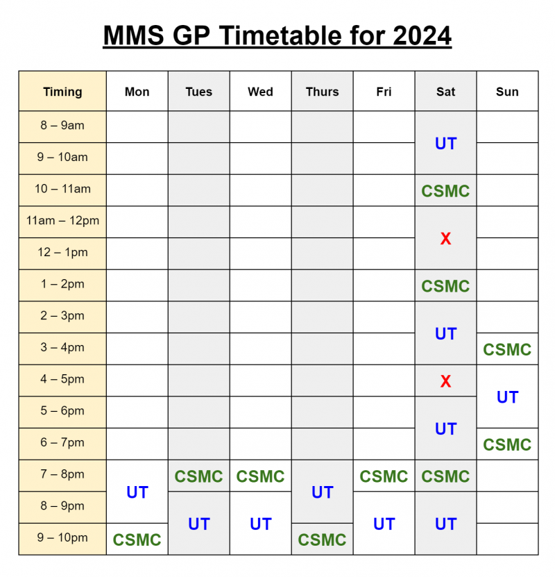 Schedule - General Paper (GP) Tuition